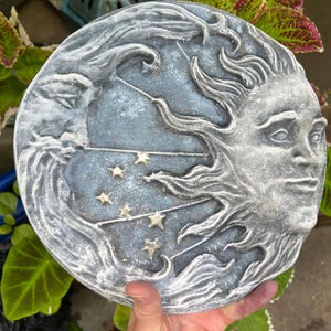 Ornate Sun and Moon Wall Plaque, Sun and Moon Garden Plaque, Green Man ...