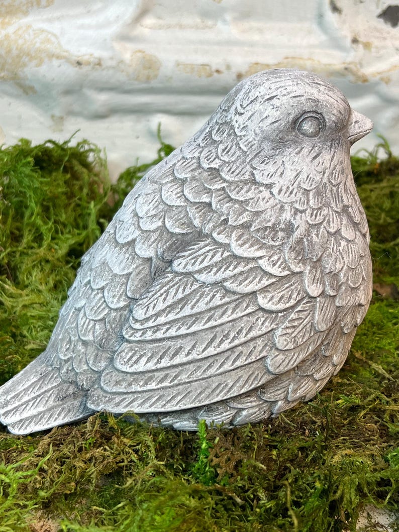 Fat Bird Statue, Whimsical Bird Statue, Concrete, Cast Stone Bird ...
