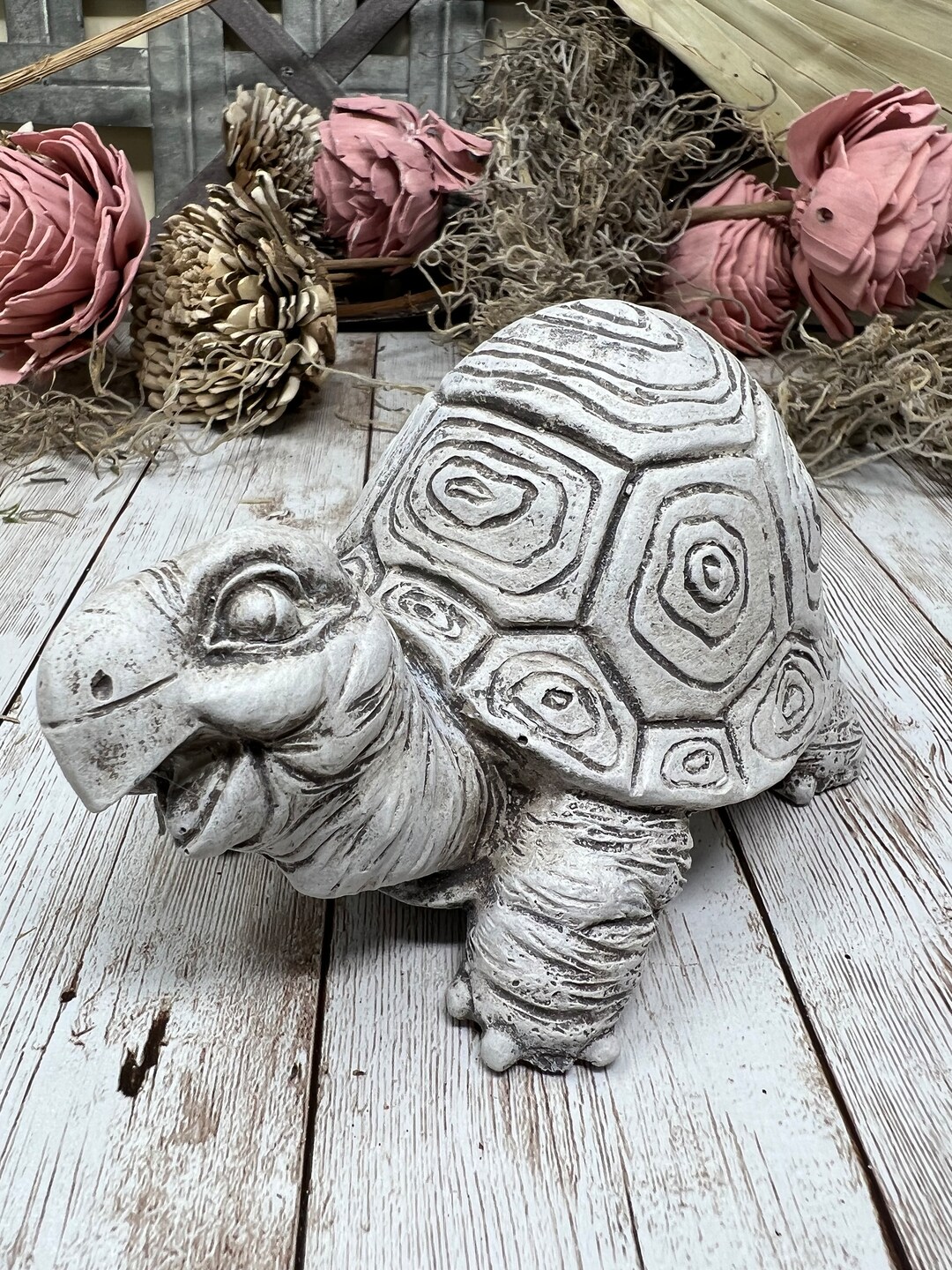Happy Turtle Statue, Concrete Turtle, Tortoise, Cement Turtle, Cast ...