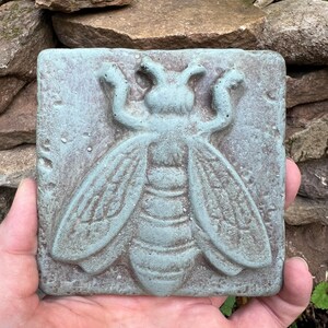 Honey Bee, Concrete, Cast Stone, Honey Bee, Wall Tile, Aged Moss Stain ...