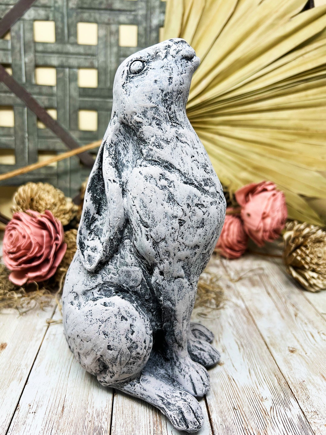Moon Gazing Hare, English Hares, Rabbit Garden Statue, Bunny Statue - Etsy