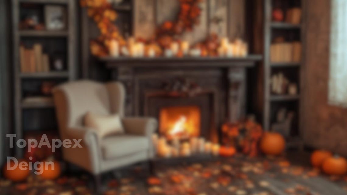 Thanksgiving Themed Zoom Background, Fireplace, Zoom Meeting Virtual ...