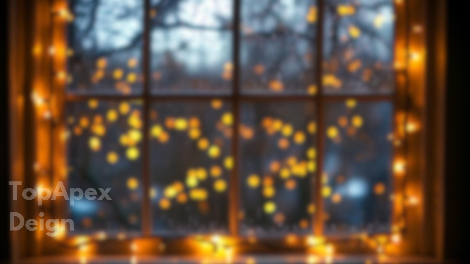 Zoom Background, Holiday Light Rainy Window Scene Background Zoom ...