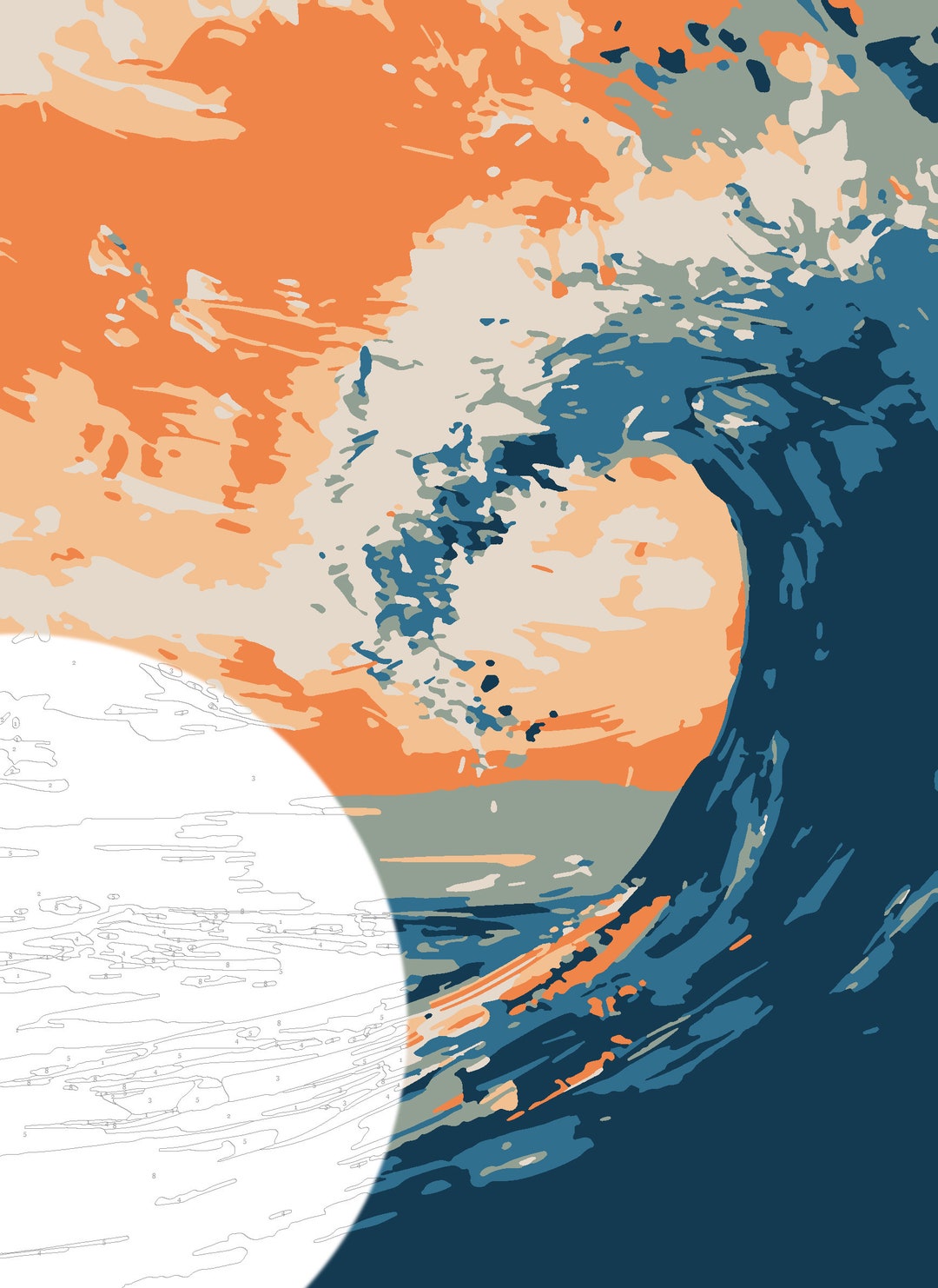 Paint by Number- Watercolor Ocean Wave Painting - Landscape Paint by ...