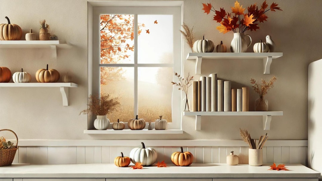 Zoom Background, Autumn Bookshelf for Zoom Meeting, Virtual Background ...