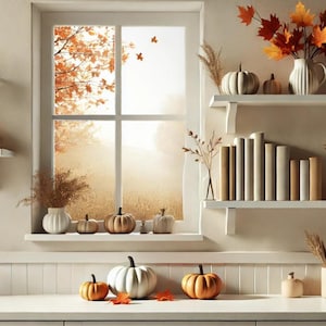 Zoom Background, Autumn Bookshelf for Zoom Meeting, Virtual Background ...