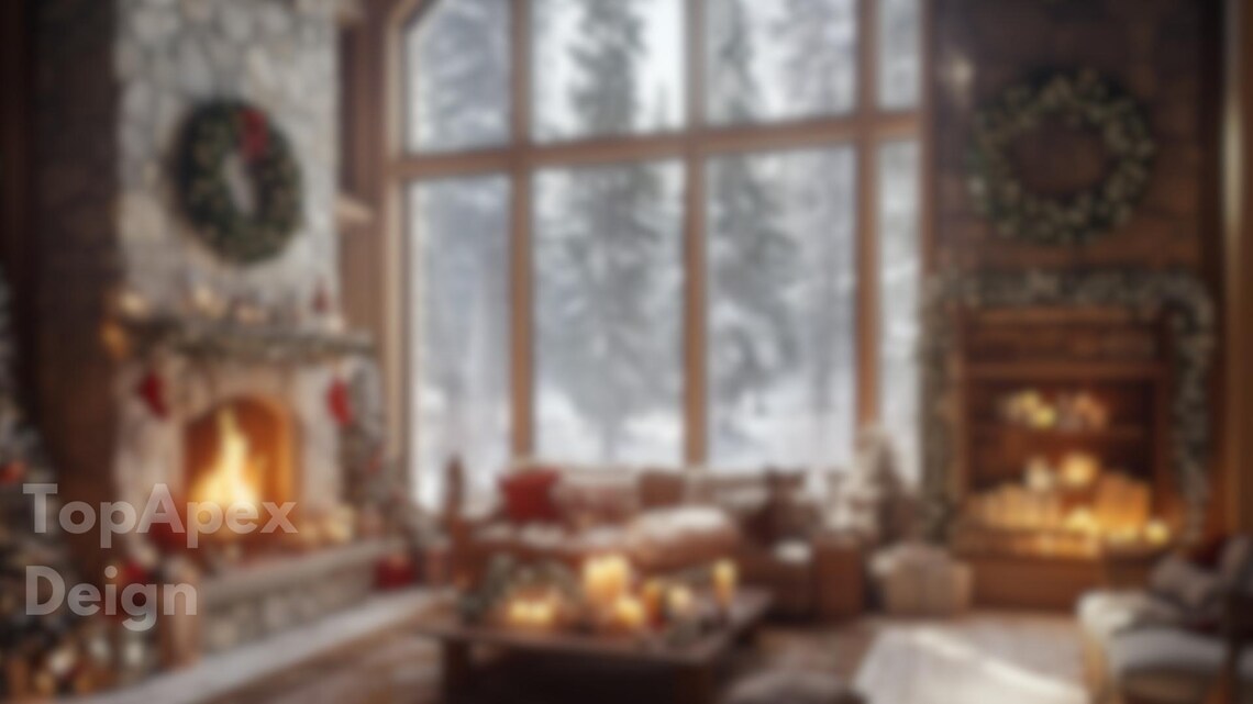 Christmas Cabin Zoom Background, Holiday Fireplace, Zoom Meeting ...