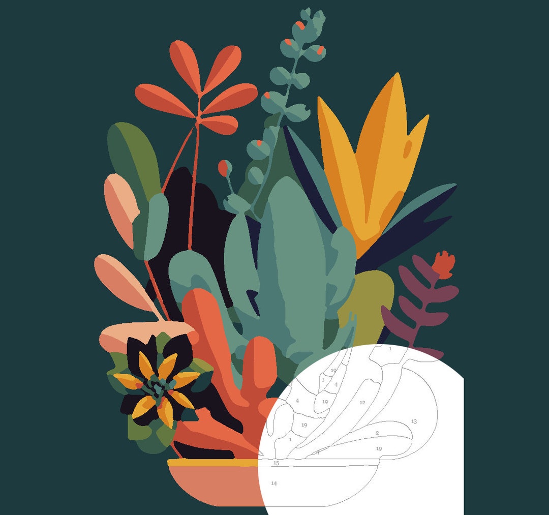 Paint by Number-succulent Flower Pot Paint by Numbers - Paint Kit for ...