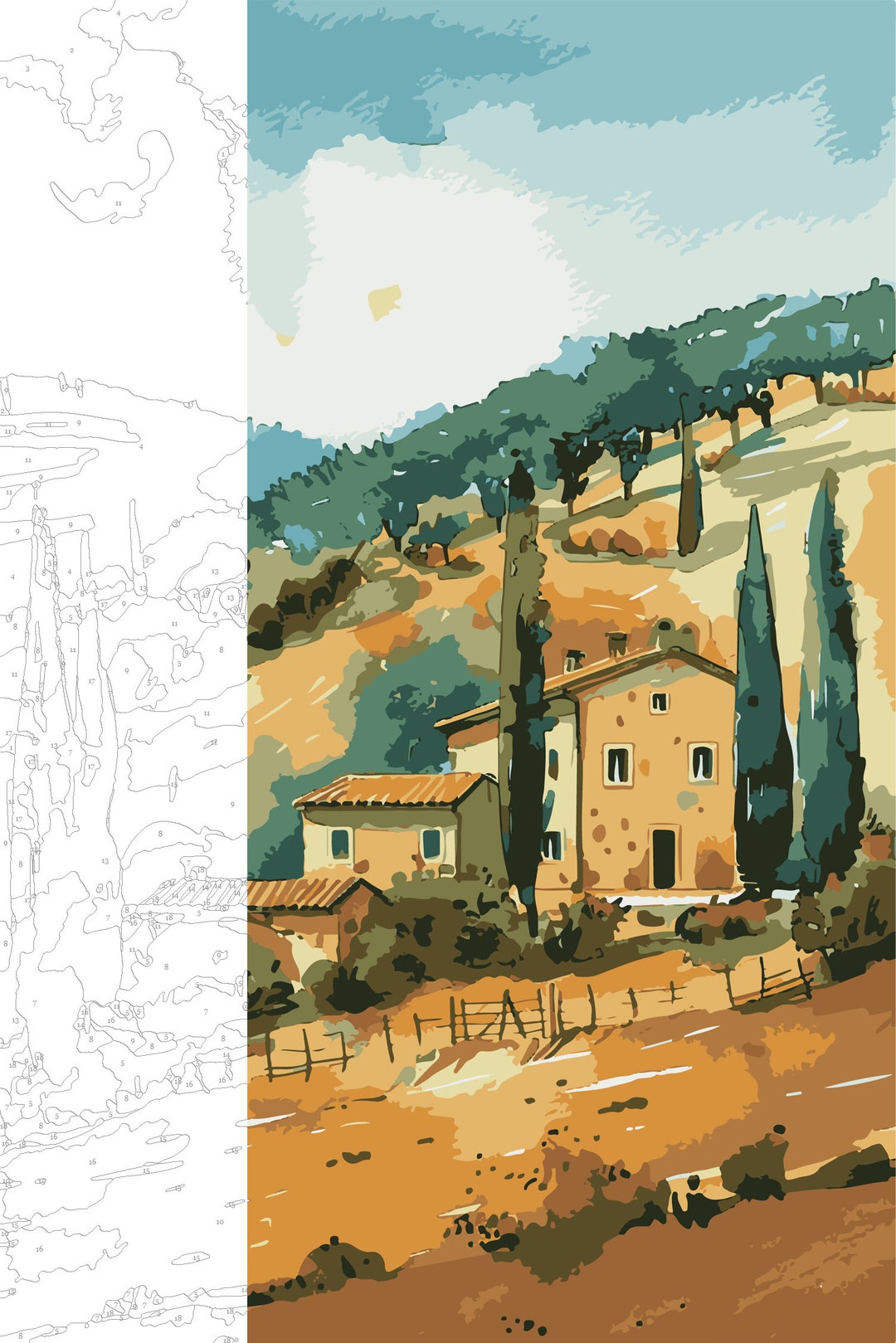 Paint by Number for Adult - Landscape Farm House Vineyard Paint by ...