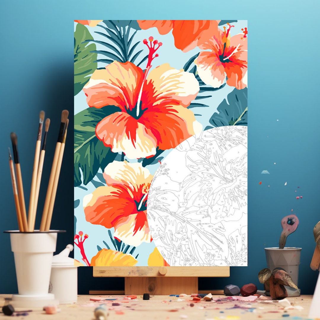 Botanical Floral Paint by Numbers Paint by Number for Adults - Etsy