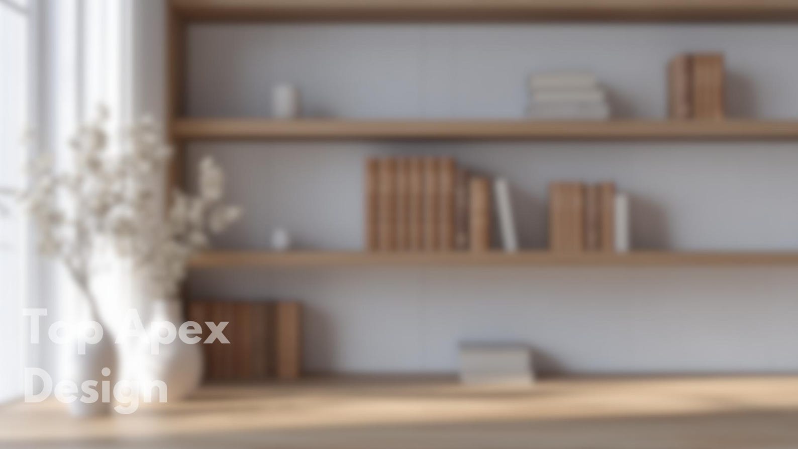 Wood Bookshelf Zoom Background, Minimalist Library Virtual Background ...