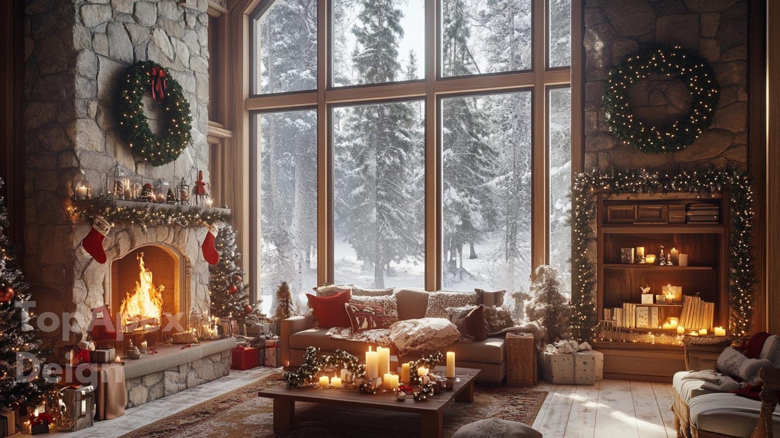 Christmas Cabin Zoom Background, Holiday Fireplace, Zoom Meeting ...