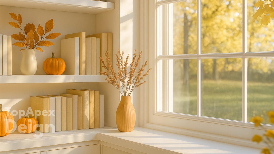 Fall Library Zoom Background, Zoom Cozy Backdrop, Fall Office ...