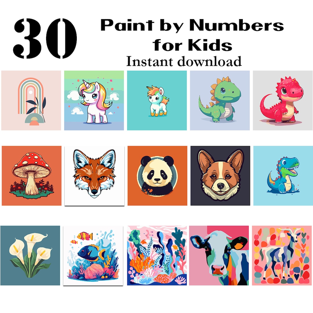 30 Printable Paint by Numbers for Kids Paint by Number include ...