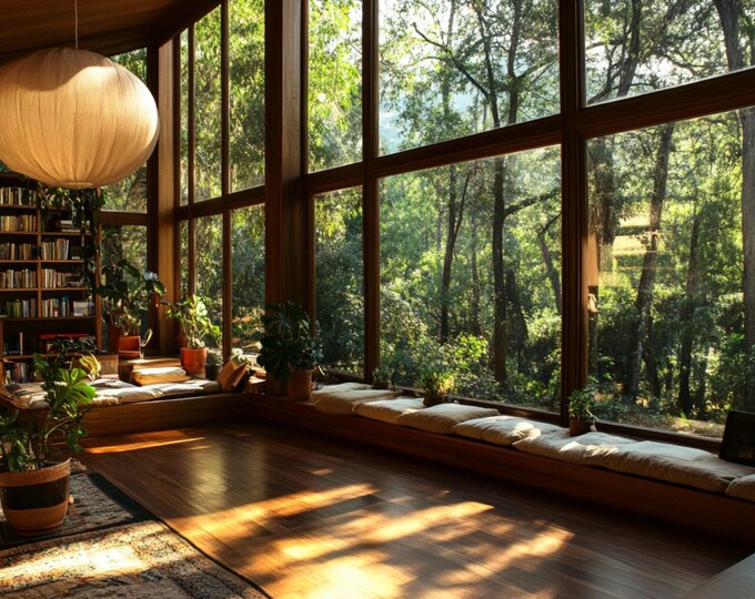 Zoom Cozy Peaceful Backdrop, Cabin Library Virtual Background, Vintage ...