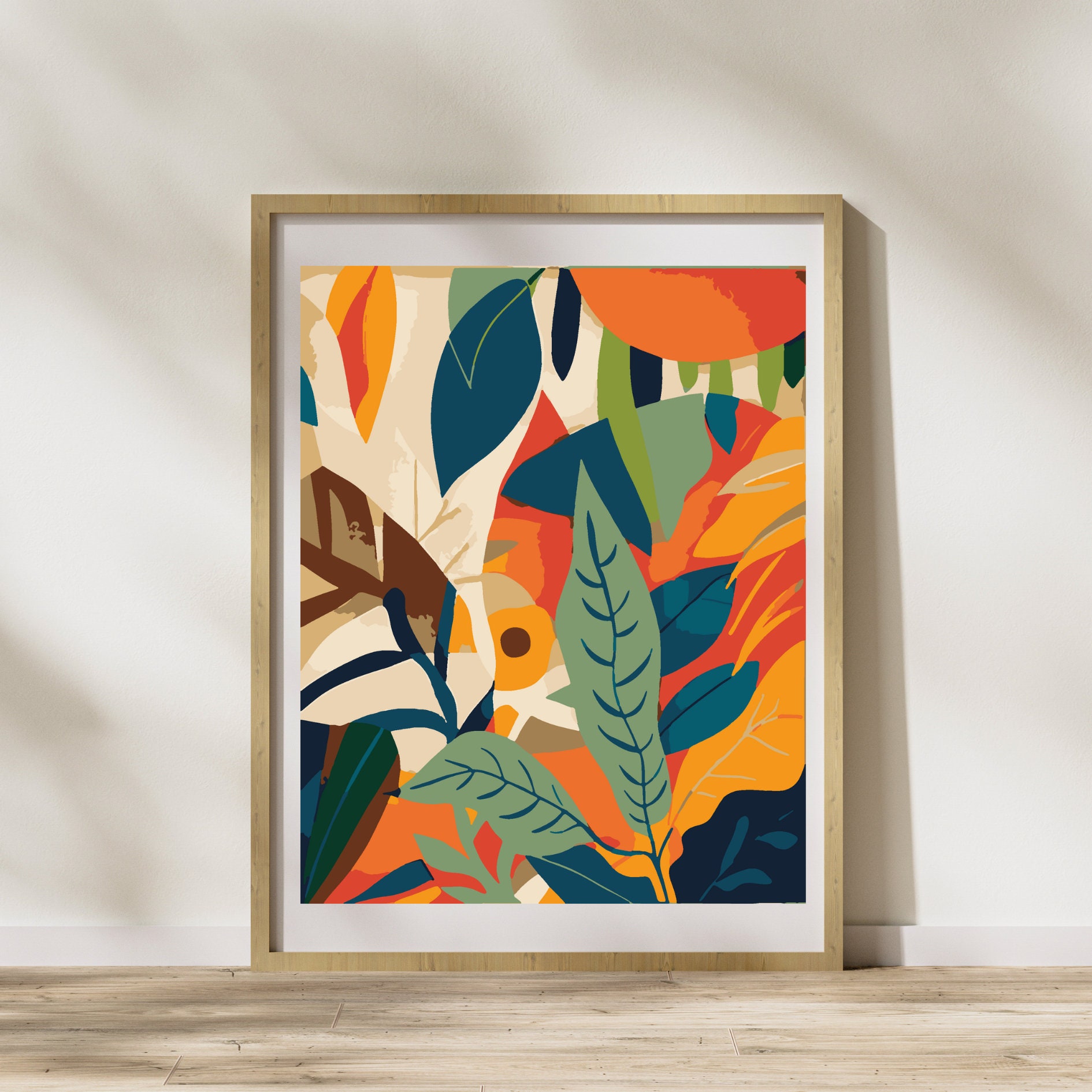Paint by Number - Vibrant Abstract Leaves - DIY Digital Download ...