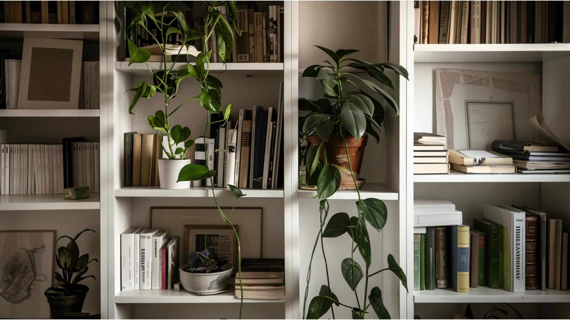 Zoom Visual Background, Plant Bookshelf Zoom Background, Virtual ...