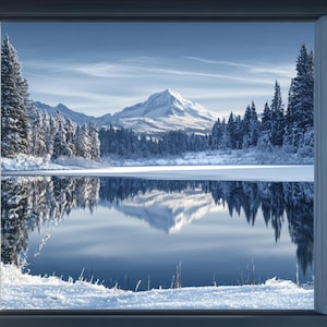 Winter Wonderland Zoom Background, Open Window Scene Visual Background ...