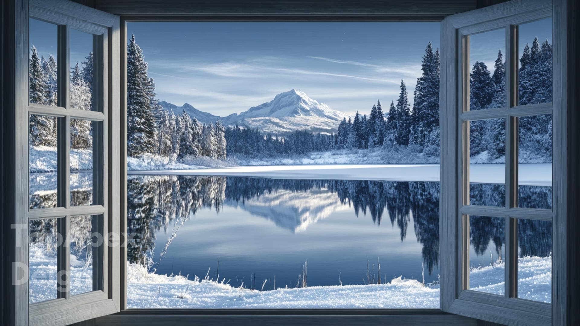 Winter Wonderland Zoom Background, Open Window Scene Visual Background ...