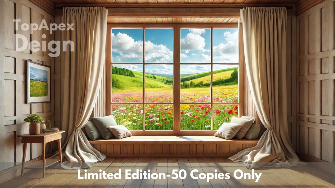 Spring Window Seat Zoom Background, Bright Floral Virtual Backdrop, MS ...