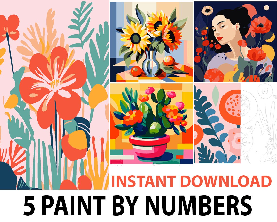 Paint by Number - 20 Artworks Printable Paint by Numbers - Paint by ...