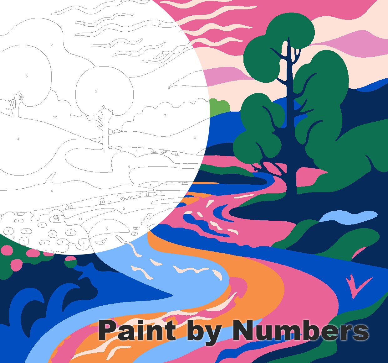 Paint by Number for Adult - Landscape Colorful Forest Paint by Numbers ...