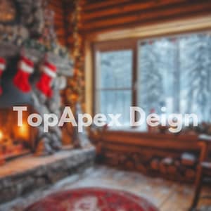 Christmas Cabin Zoom Background, Winter Fireplace Scene, Virtual ...