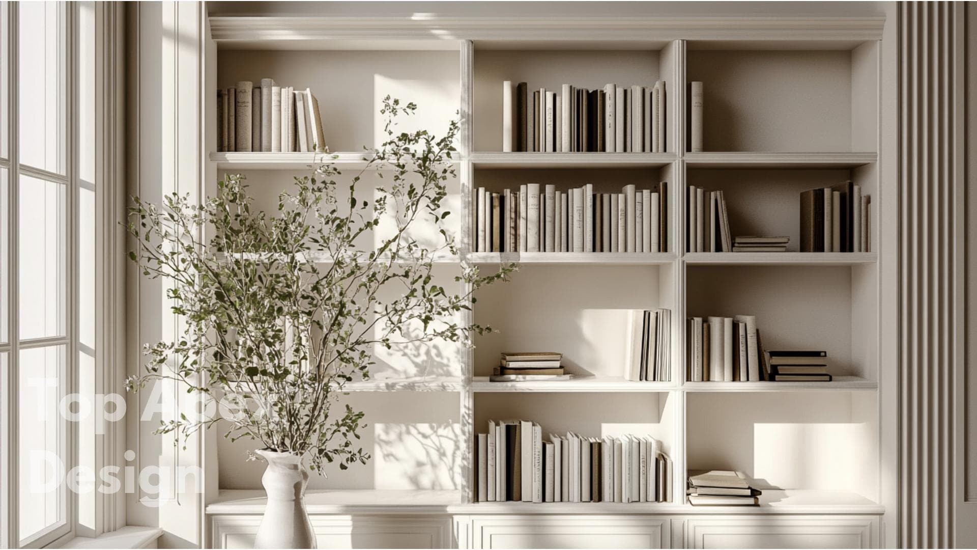 Bookshelf Zoom Background, Minimalist Library Virtual Background ...