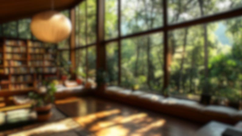 Zoom Cozy Peaceful Backdrop, Cabin Library Virtual Background, Vintage ...