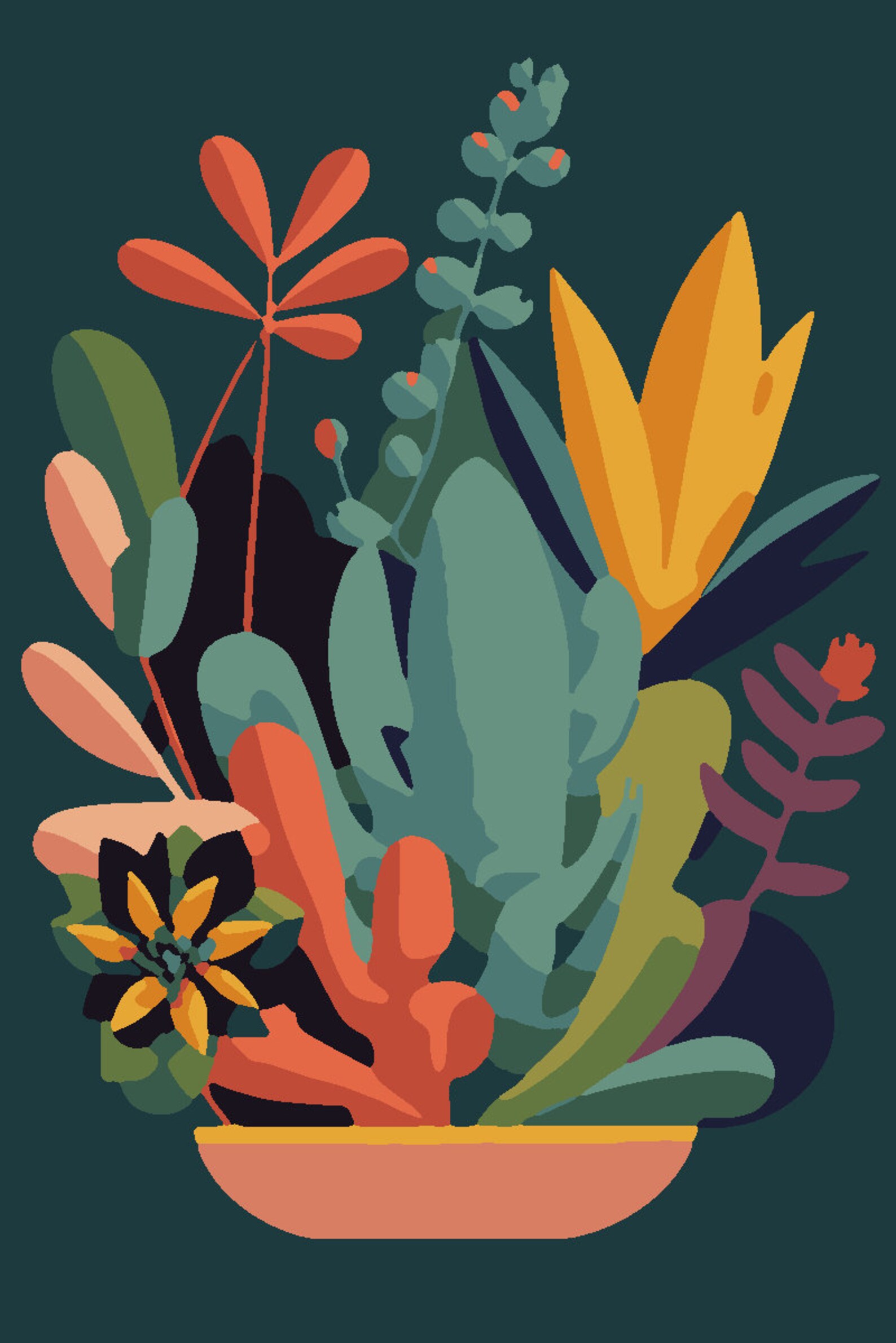Paint by Number-succulent Flower Pot Paint by Numbers - Paint Kit for ...