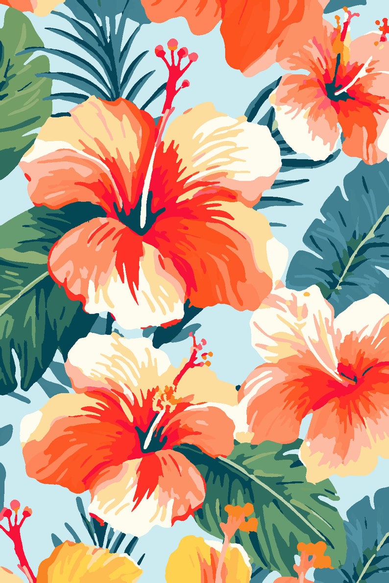 Botanical Floral Paint by Numbers Paint by Number for Adults Hibiscus ...