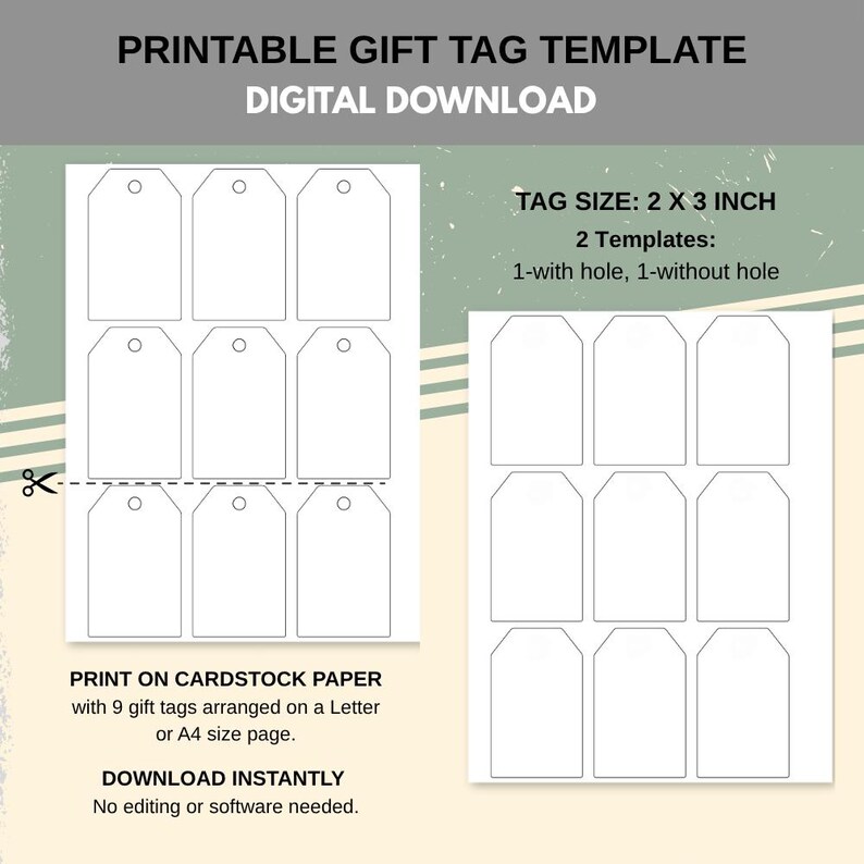 Printable Blank Gift Tag Template, DIY Gift Tags Template, Cardstock ...