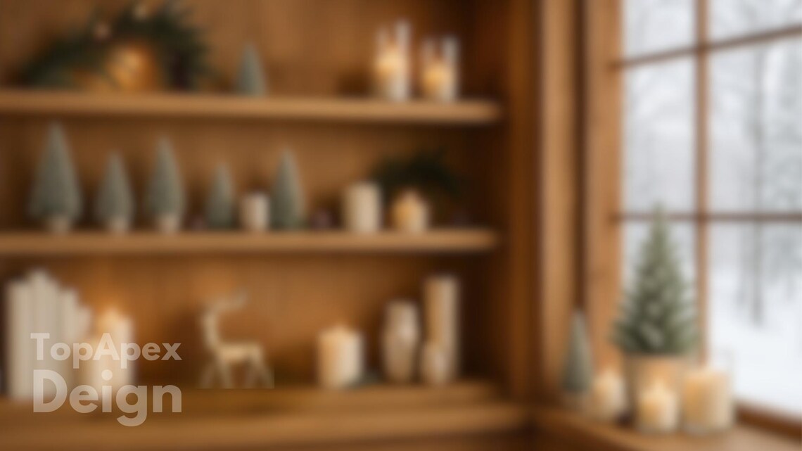 Cozy Christmas Zoom Visual Background, Winter Bookshelf Virtual ...