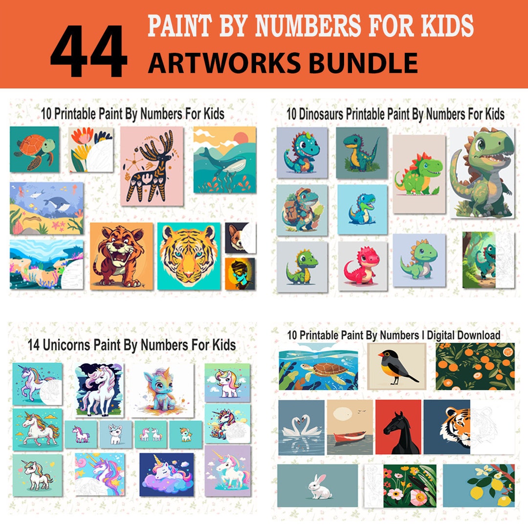 Paint by Number - 44 Bundle Artworks Printable Paint by Numbers - Paint ...