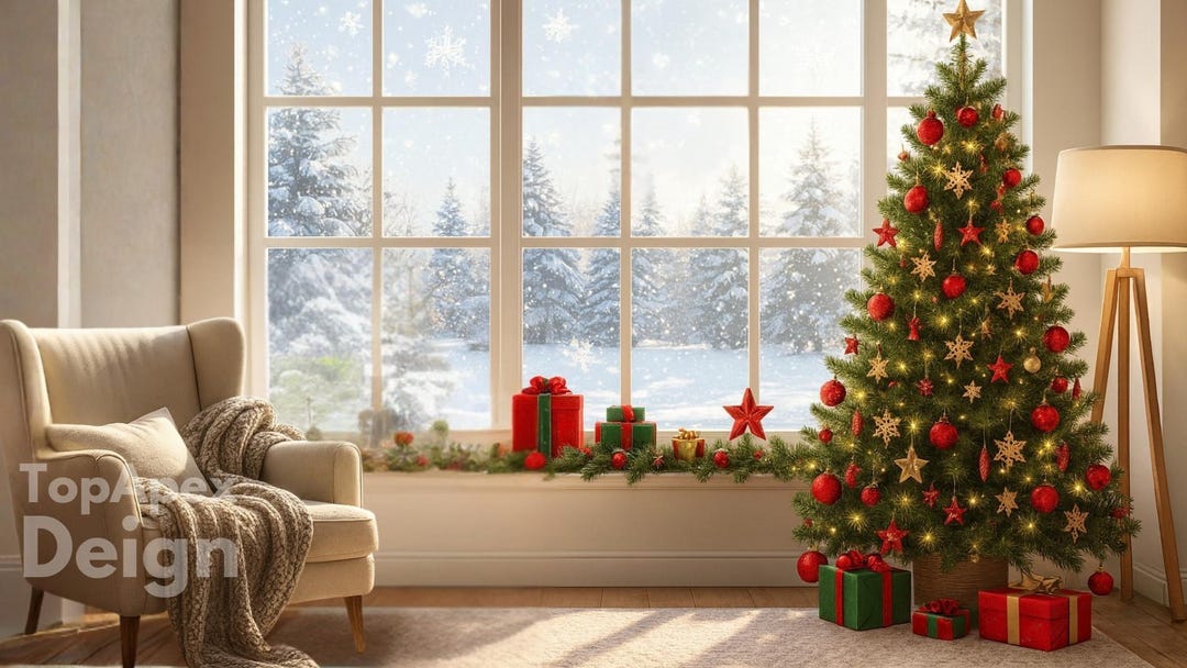 Christmas Zoom Background, Cozy Christmas Backdrop, Winter Wonderland ...