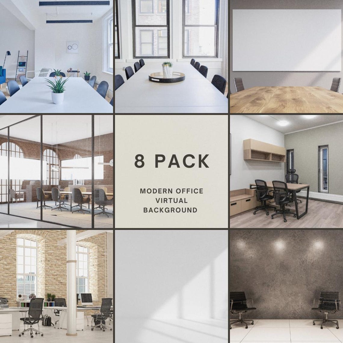 8 Pc Zoom Backgrounds, Virtual Background, Zoom Office Background, Zoom ...