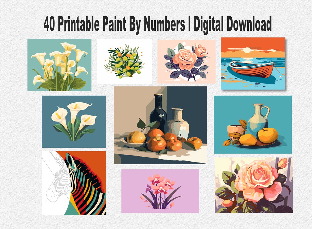 Paint by Number - 40 Printable Paint by Numbers for Adults | Color by ...