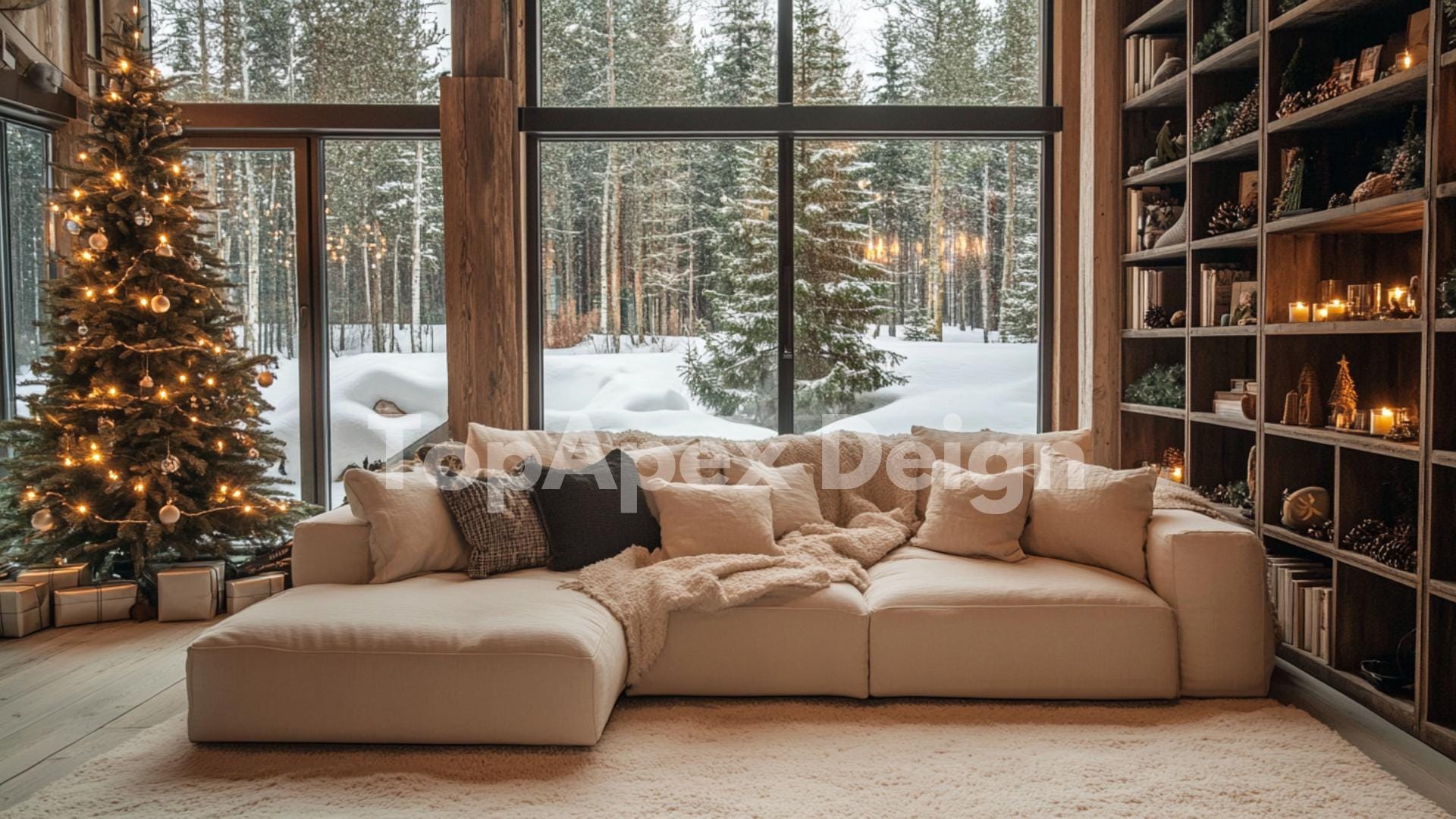 Christmas Living Room Zoom Background, Snowy Scene Zoom Background ...