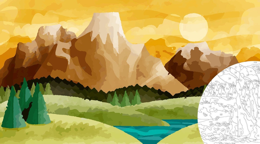 Paint by Number- Watercolor Utah Landscape Paint by Numbers - Paint Kit ...