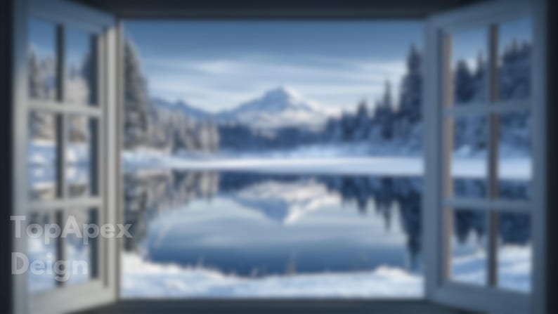 Winter Wonderland Zoom Background, Open Window Scene Visual Background ...