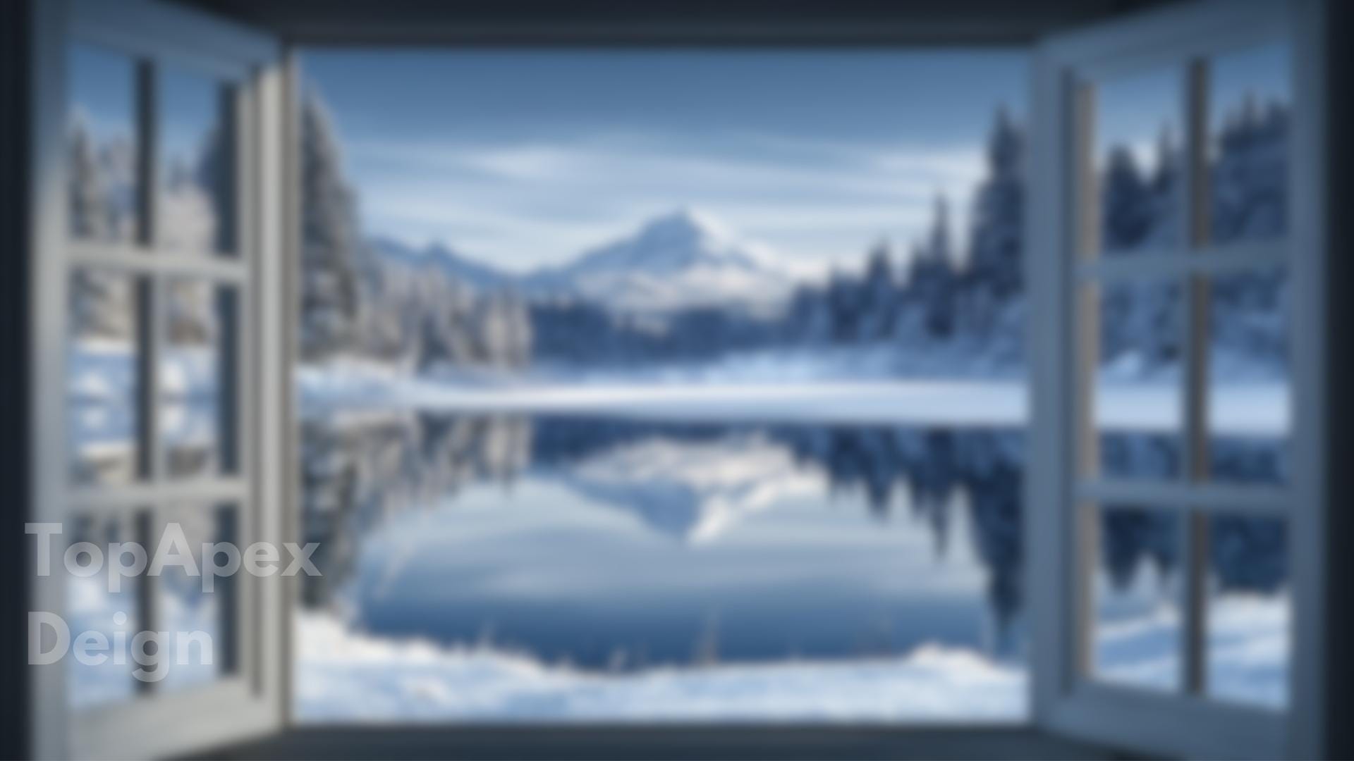 Winter Wonderland Zoom Background, Open Window Scene Visual Background ...