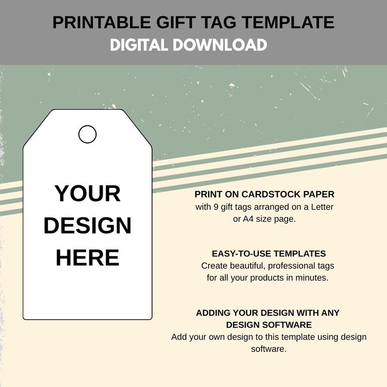 Printable Blank Gift Tag Template, DIY Gift Tags Template, Cardstock ...