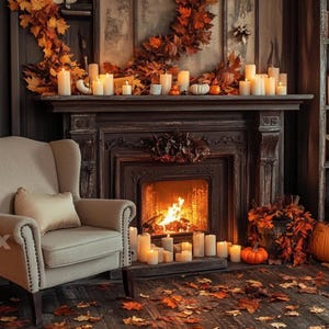 Thanksgiving Themed Zoom Background, Fireplace, Zoom Meeting Virtual ...