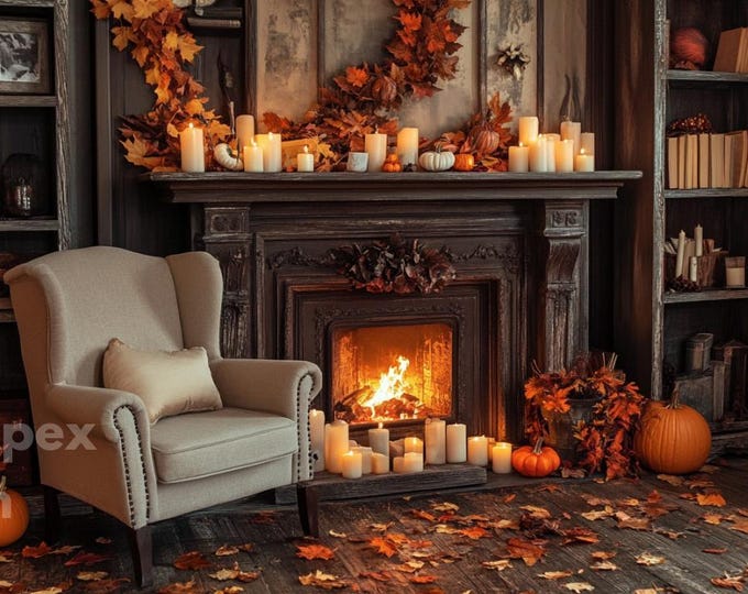 Thanksgiving Themed Zoom Background, Fireplace, Zoom Meeting Virtual ...