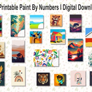 20 Printable Paint by Numbers Paint by Numbers for Adults - Etsy