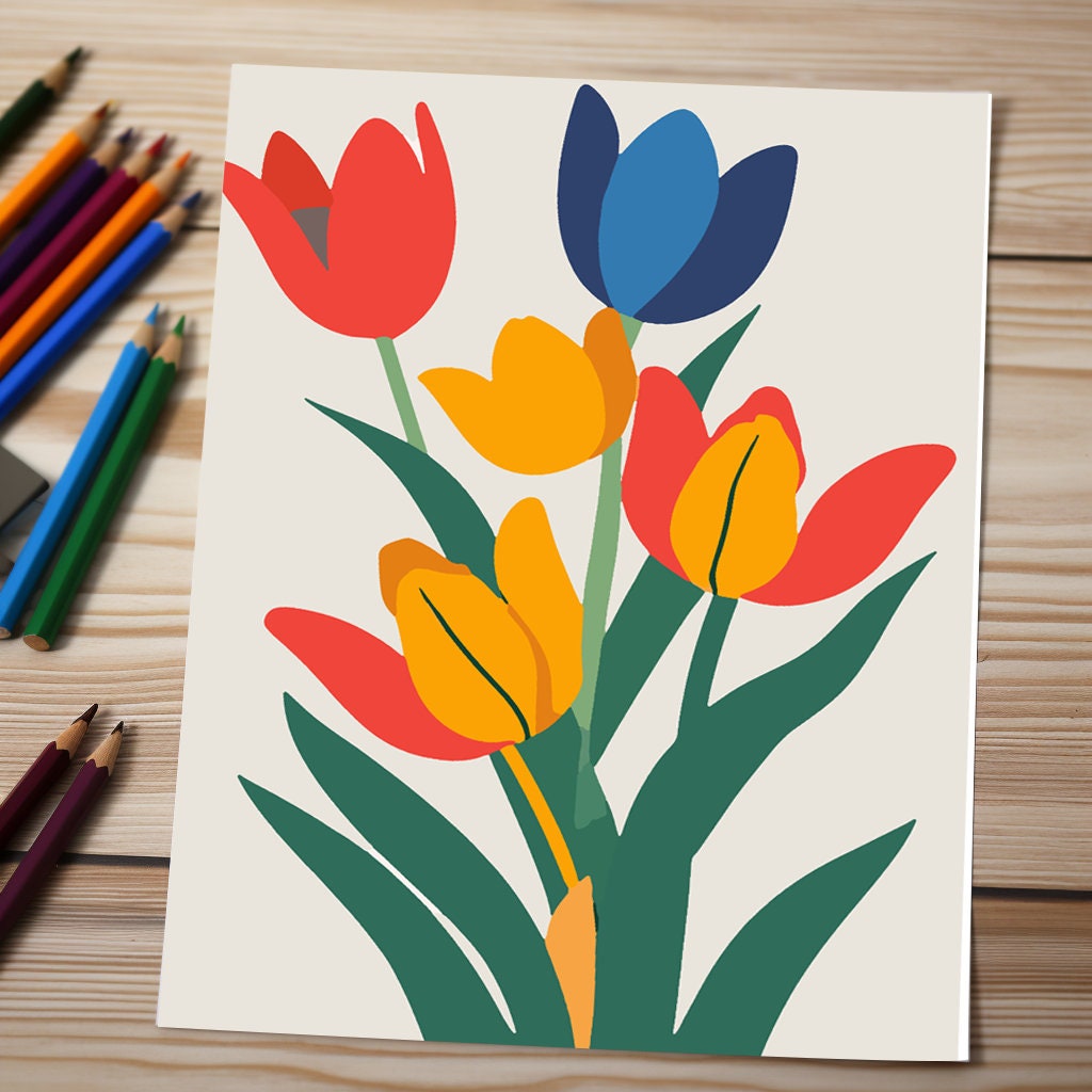 Paint by Number - Tulips Floral Flower Paint by Numbers - Paint Kit for ...