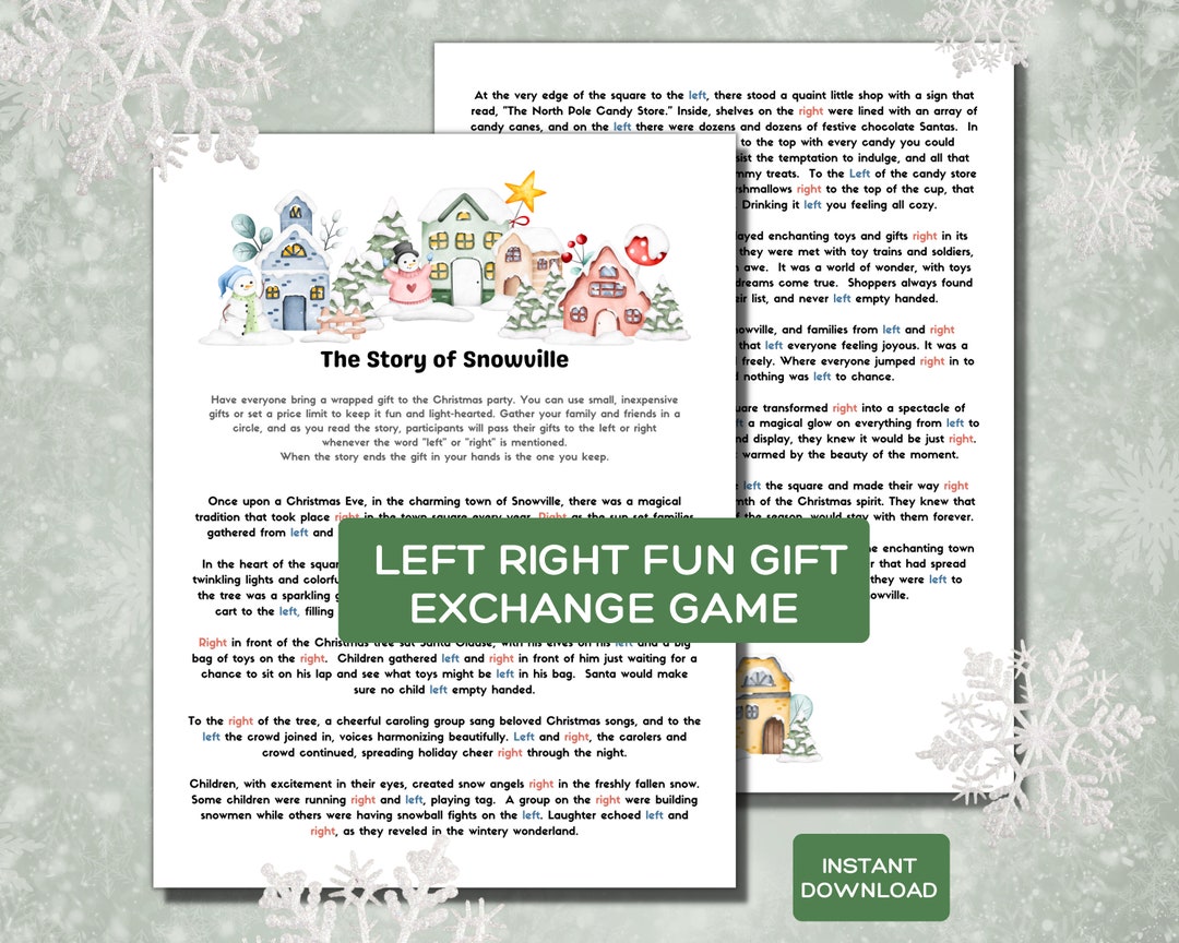 Christmas Left Right Story, Right Left Christmas Game for Family Game ...