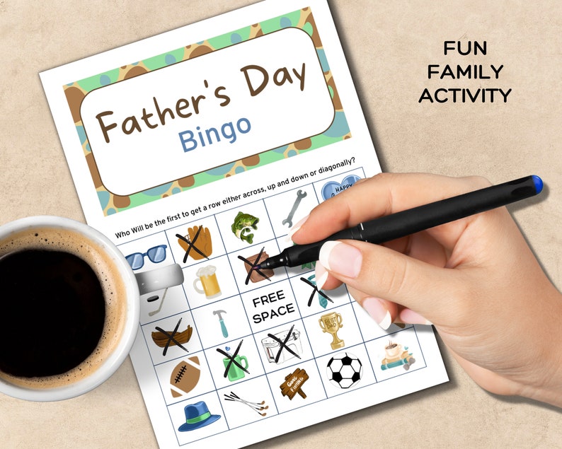 Fathers Day Bingo Family Game Night Family Reunion Games - Etsy