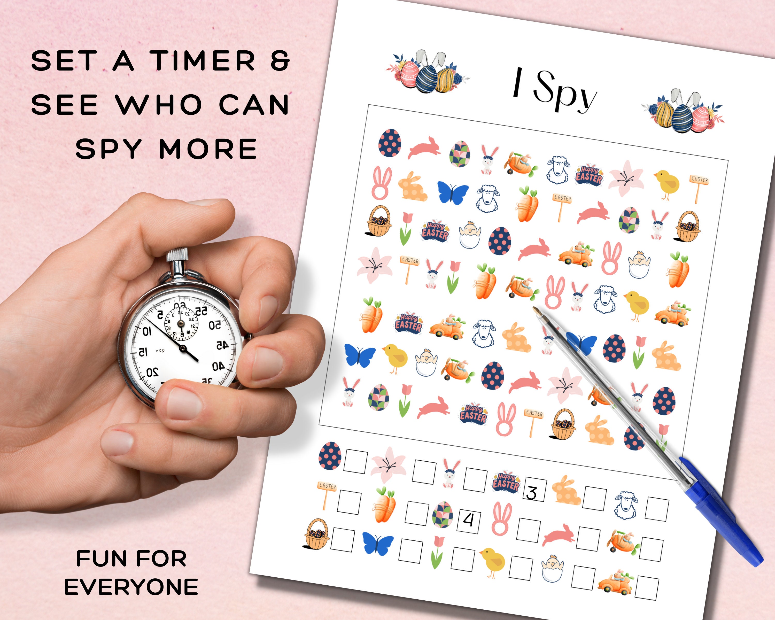 Easter I Spy, Easter Scavenger Hunt and Maze for Kids, Printable Easter ...