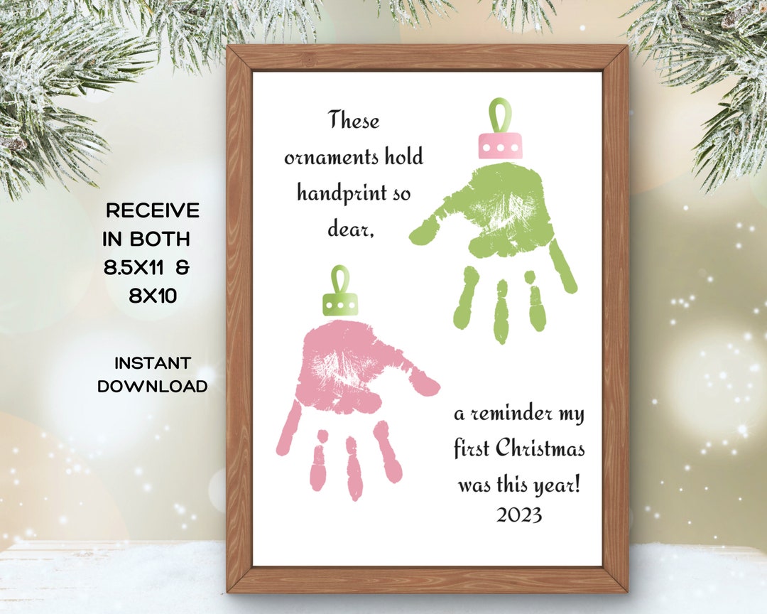 My First Christmas Handprint Art, Baby First Christmas Handprint Craft ...